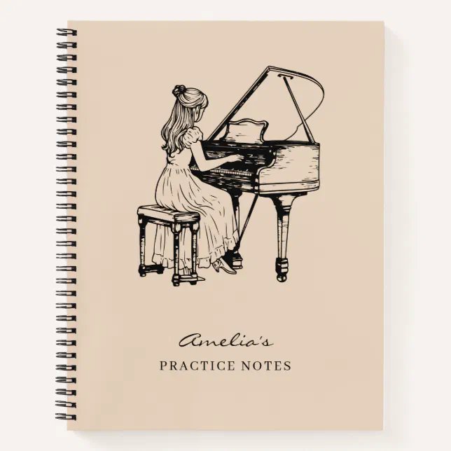 Piano Practice Music Teacher Student Blush Pink Notebook | Zazzle