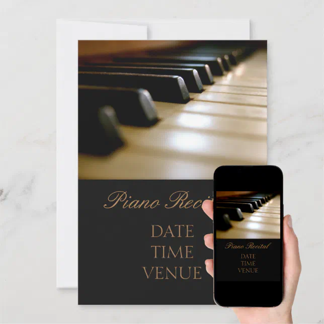 Piano Recital elegant stylish performance Invitation | Zazzle
