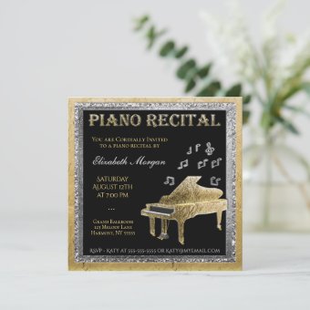 Piano Recital Gold and Silver Invitation | Zazzle