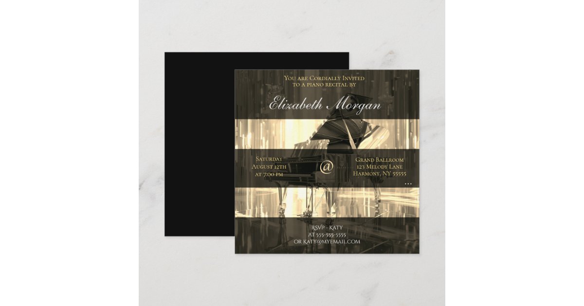 Piano Recital Gold Invitation | Zazzle
