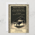 Piano Recital with Gold Glitter on Black Invitatio Invitation | Zazzle