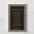 Piano Recital with Gold Glitter on Black Invitation | Zazzle