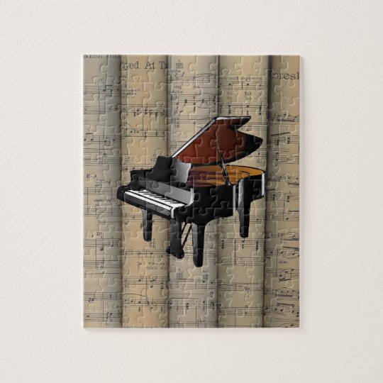 Piano~ Rolled Sheet Music Background ~ Musical Jigsaw Puzzle | Zazzle.com