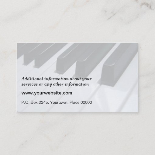 Piano Teacher Business Card | Zazzle