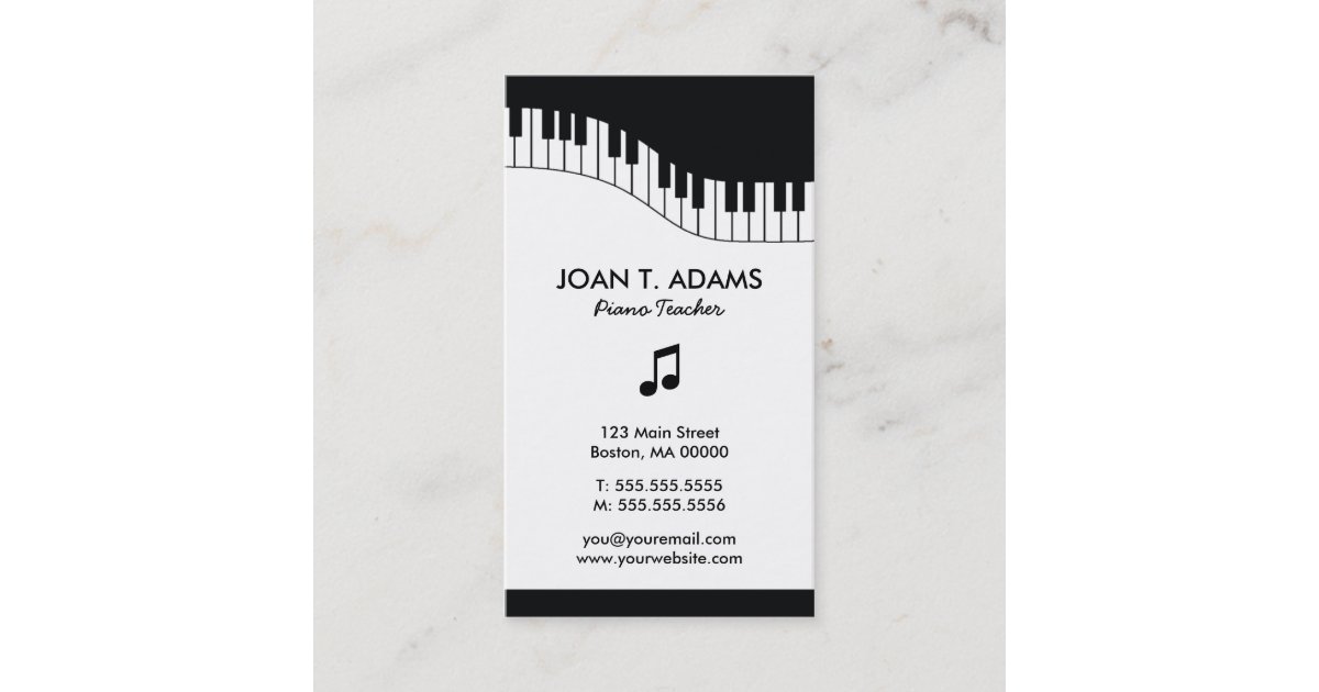 Piano Teacher Keyboard Music Business Cards | Zazzle