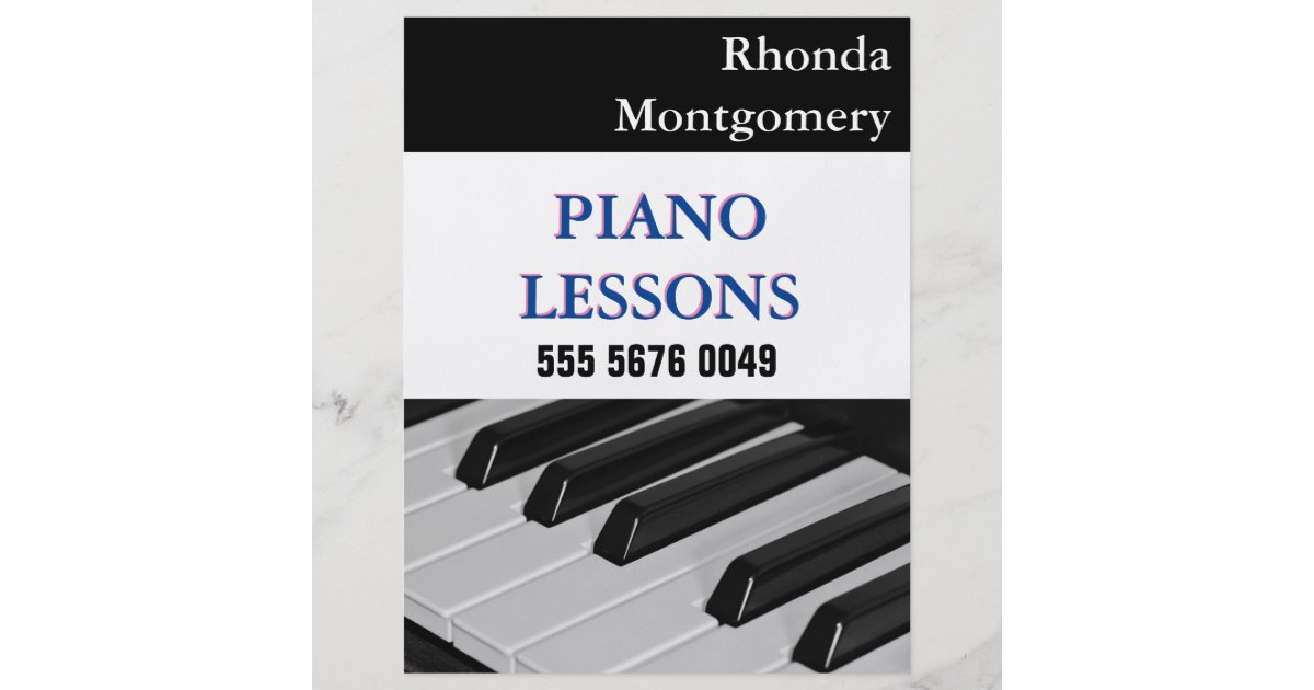 Piano Teacher Lessons Business Advertising Flyer | Zazzle
