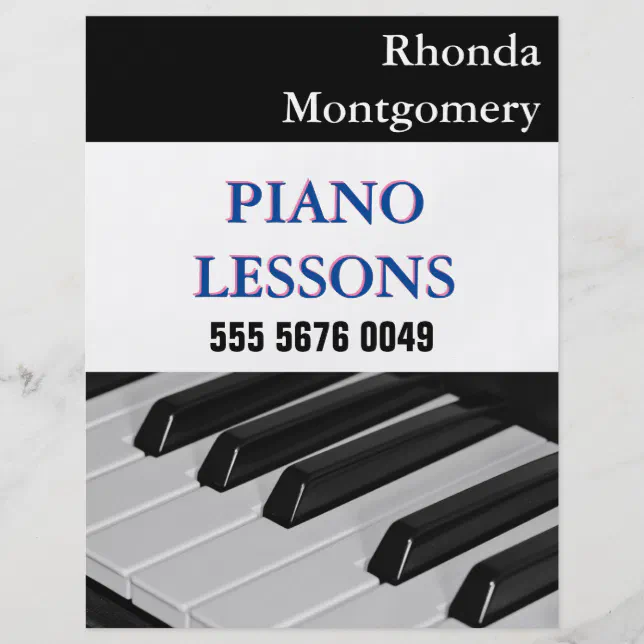 Piano Teacher Lessons Business Advertising Flyer | Zazzle