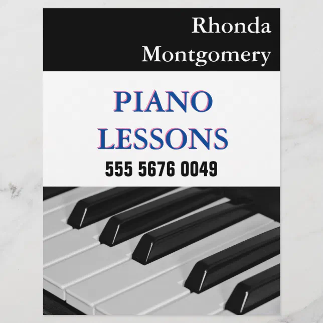 Piano Teacher Lessons Business Advertising Flyer | Zazzle