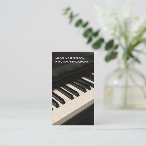 Piano Teacher Music Accompanist Modern Black Business Card | Zazzle
