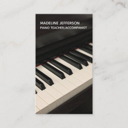 Piano Teacher Music Accompanist Modern Black Business Card | Zazzle