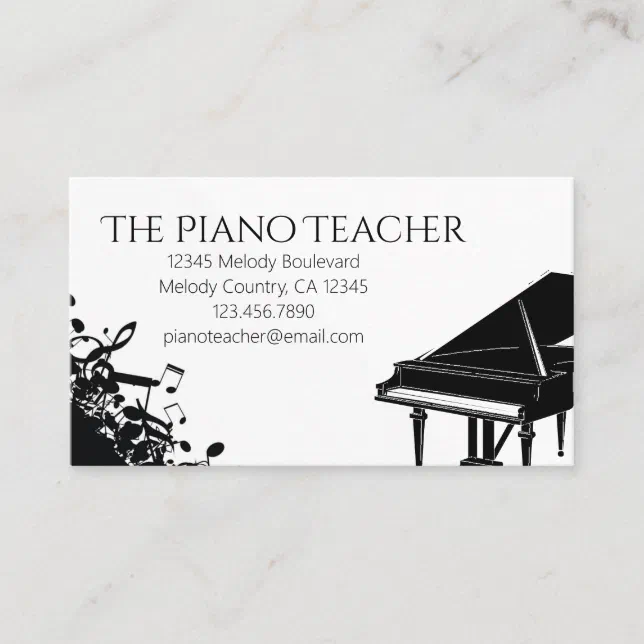 Piano Teacher Pianist Musicians Business Card Zazzle