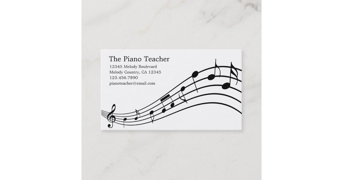 Piano Teacher Pianist Musician's Business Card | Zazzle