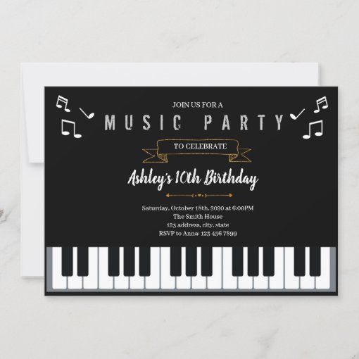 Piano theme party invitation | Zazzle