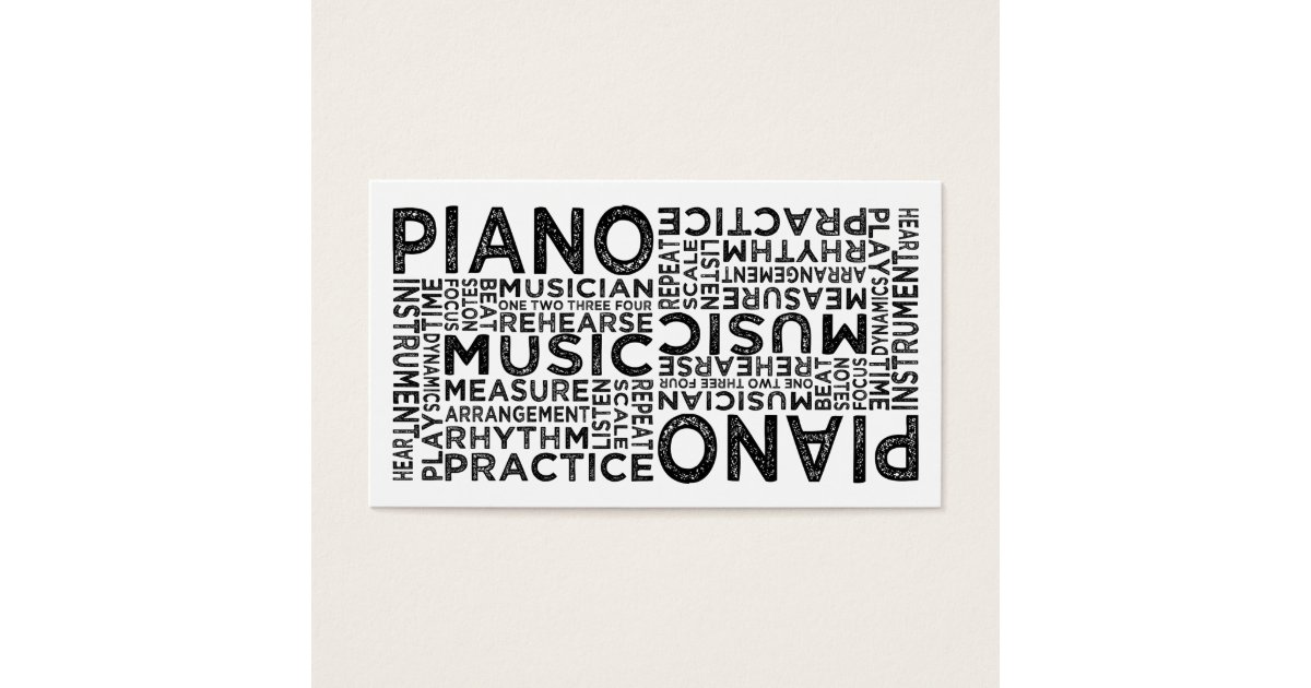 Piano Typography Business Card | Zazzle.com