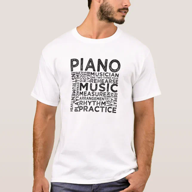 Piano Typography T-Shirt | Zazzle