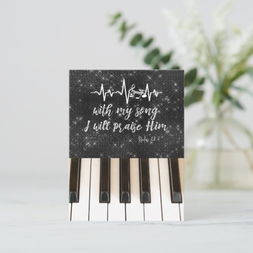 Piano with Praise Him Bible Verse Postcard | Zazzle