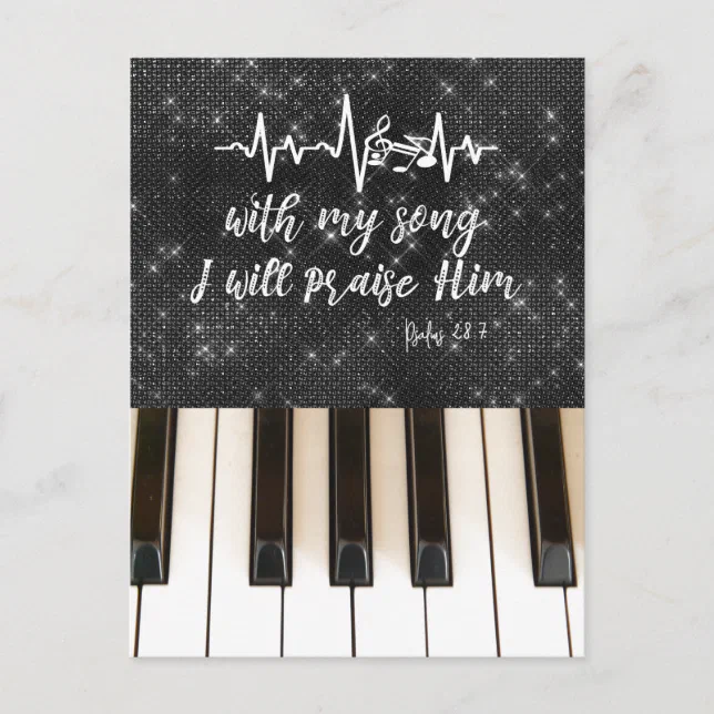 Piano with Praise Him Bible Verse Postcard | Zazzle