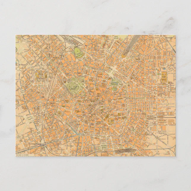 Pianta di Milano - Map of Milan, Italy Postcard | Zazzle