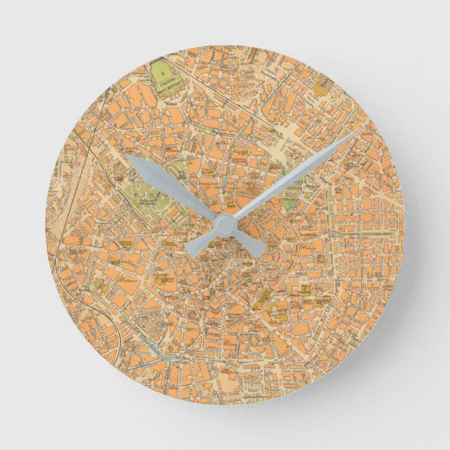 Pianta di Milano - Map of Milan, Italy Round Clock | Zazzle