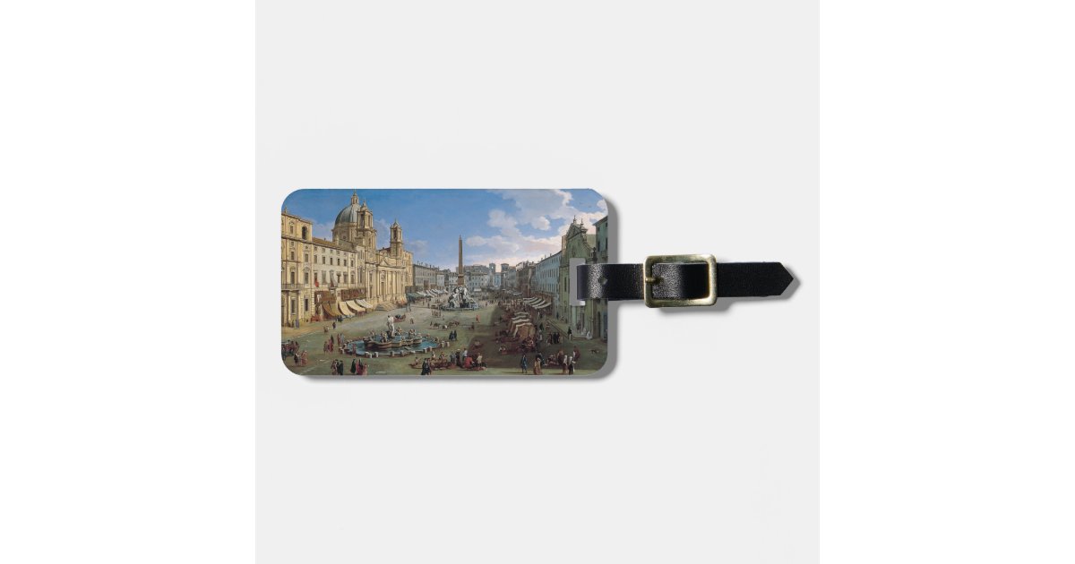 Piazza Navona, Rome art custom luggage tag | Zazzle
