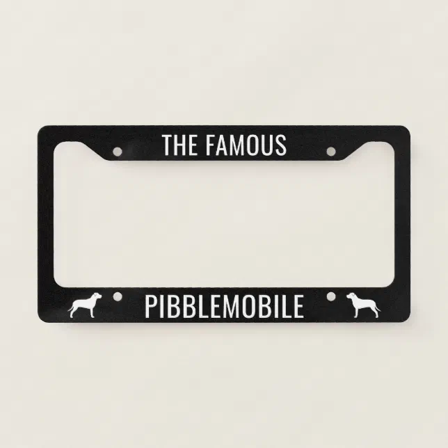 PIBBLEMOBILE - Pit Bull Dog Silhouettes Custom License Plate Frame | Zazzle