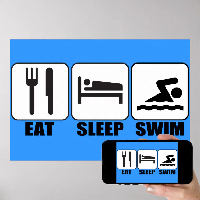 Pick a Color "Eat, Sleep, Swim" Swimmer's Poster | Zazzle