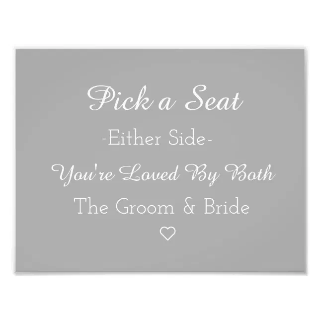 Pick a Seat Either Side Photo Print | Zazzle