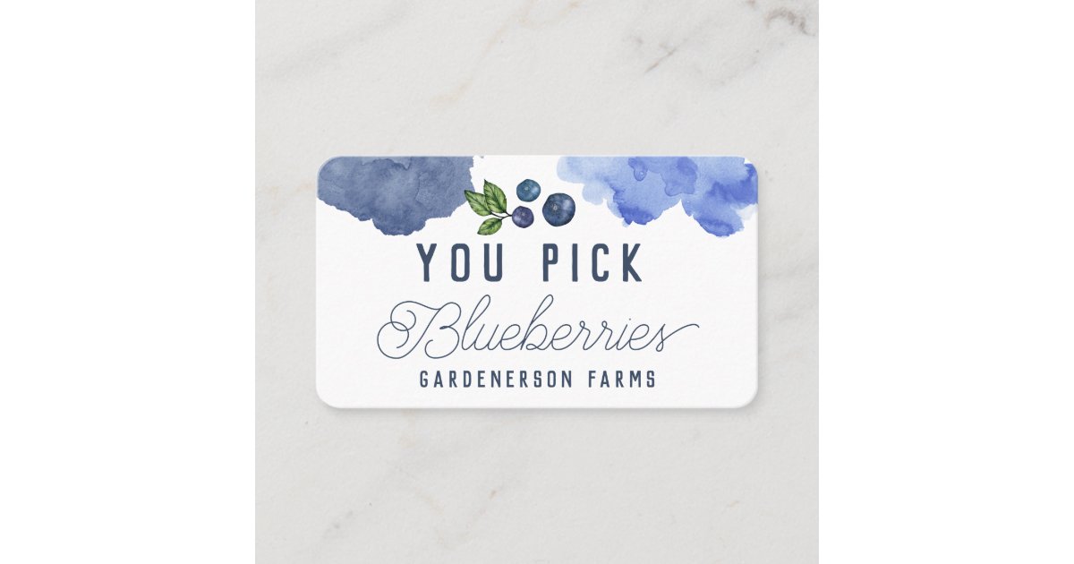 Pick Your Own Blueberries Custom Business Card | Zazzle