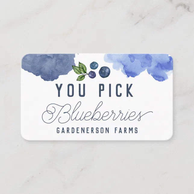 Pick Your Own Blueberries Custom Business Card | Zazzle