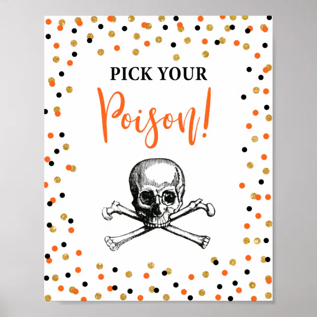 Pick Your Poison Halloween Party Drink Sign | Zazzle
