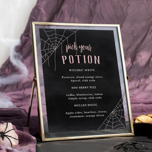Pick Your Potion Halloween Baby Shower Drink Menu Poster | Zazzle