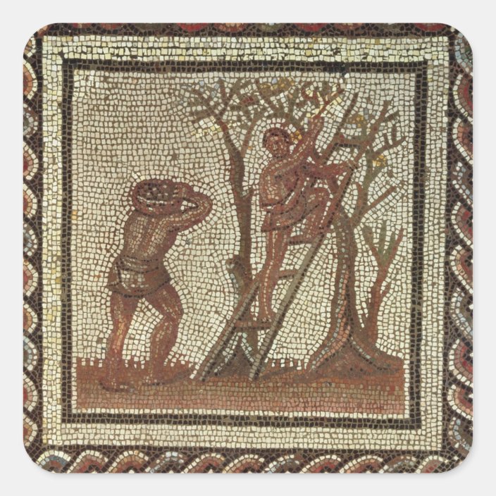 Picking Fruit, Roman Mosaic Square Sticker | Zazzle.com