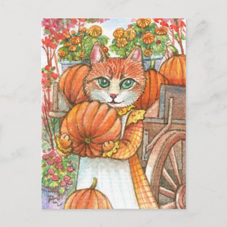 Picking Pumpkin Postcard | Zazzle