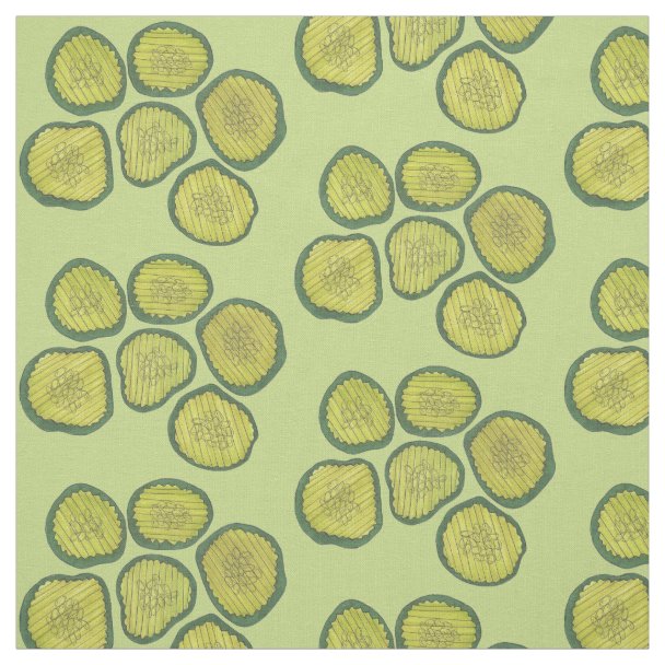 Green Yellow Dill Pickle Crunchy Kosher Pickles Fabric | Zazzle
