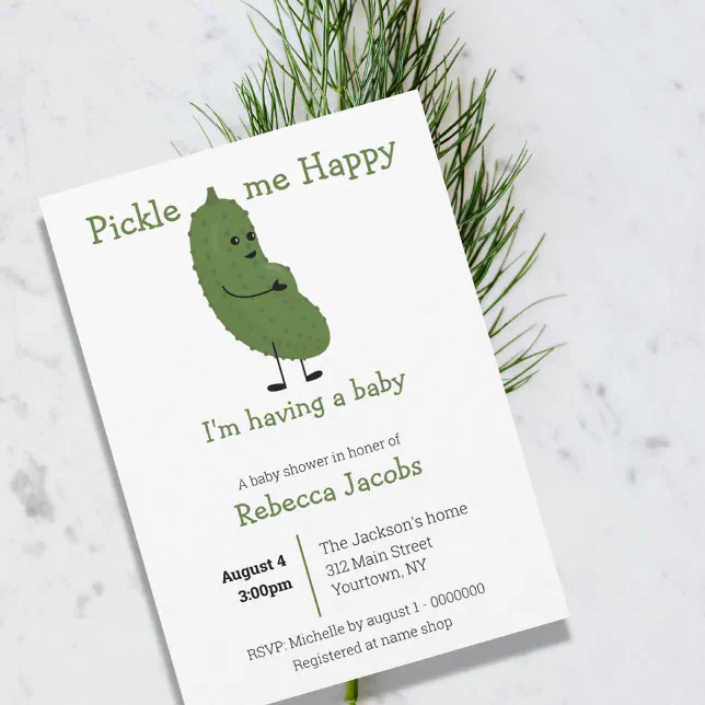 Pickle me happy Baby Shower Invitation | Zazzle