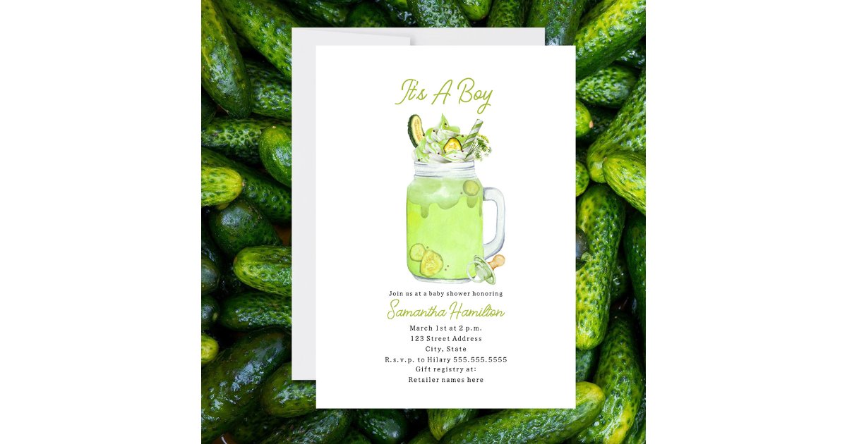 Pickle Milkshake Boy Baby Shower Invitation | Zazzle