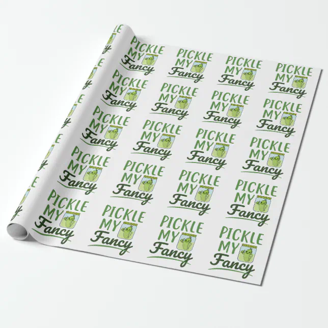 Pickle My Fancy Pickles Lover Cute Green Dill Jar Wrapping Paper | Zazzle