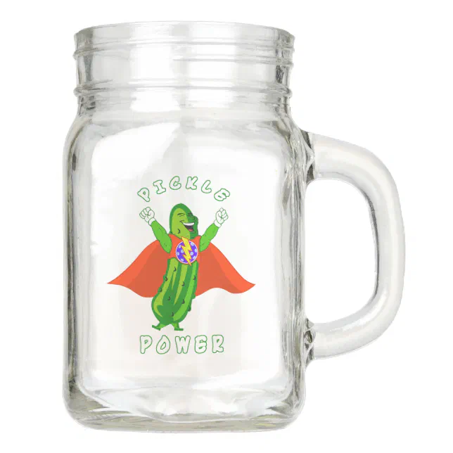 Pickle Power Funny Pickleball Mason Jar | Zazzle