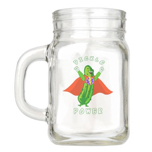 Pickle Power Funny Pickleball Mason Jar | Zazzle