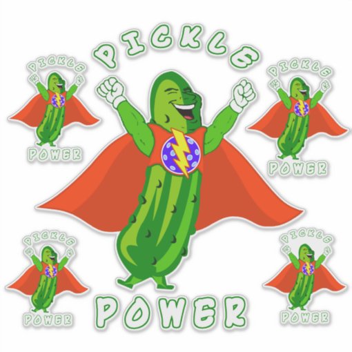 Pickle Power Pickleball Super Hero Sticker | Zazzle