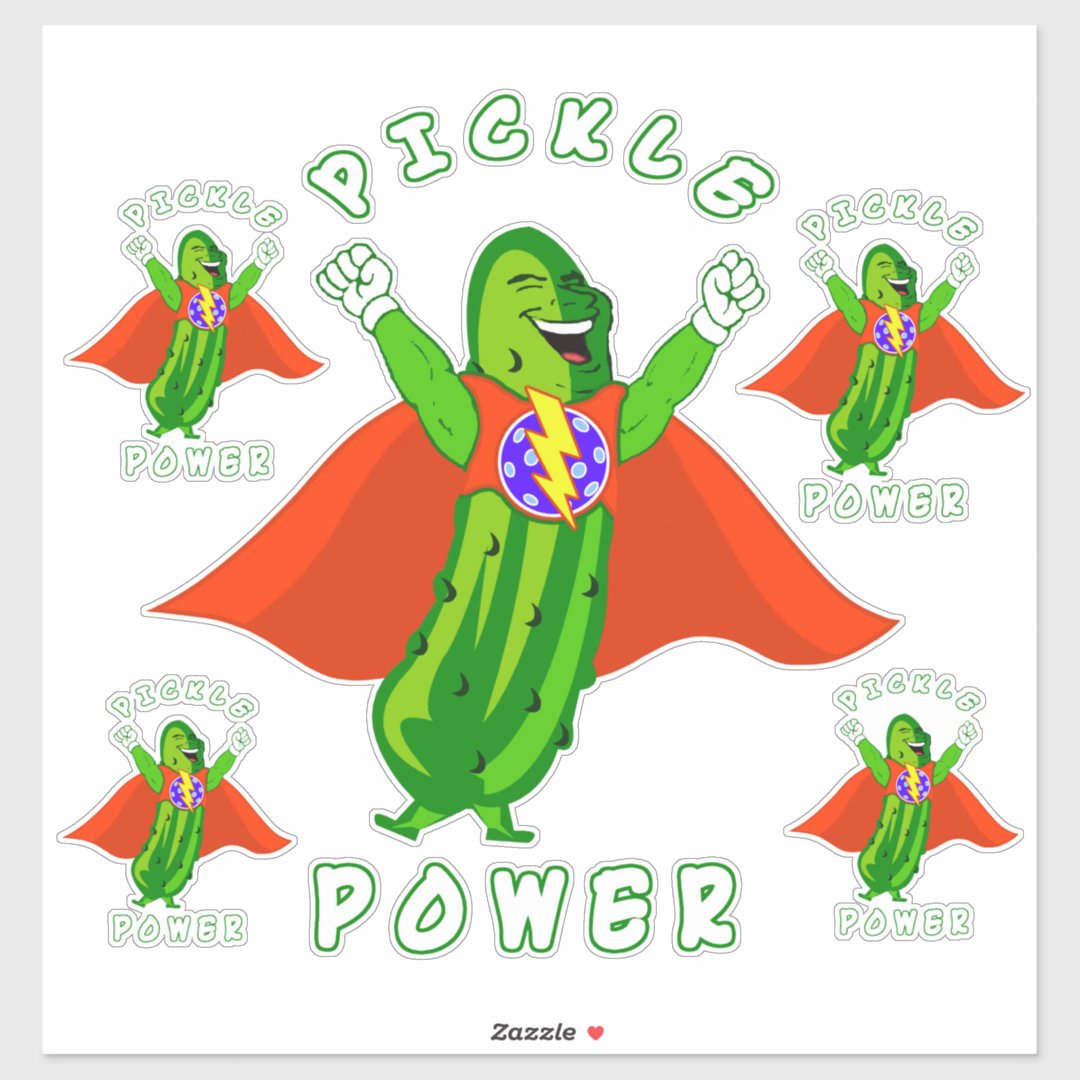 Pickle Power Pickleball Super Hero Sticker | Zazzle