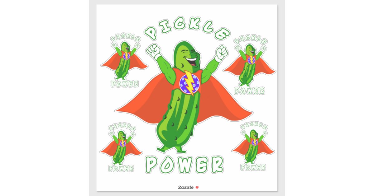 Pickle Power Pickleball Super Hero Sticker | Zazzle