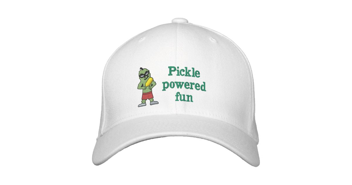 Pickle powered fun embroidered baseball cap | Zazzle