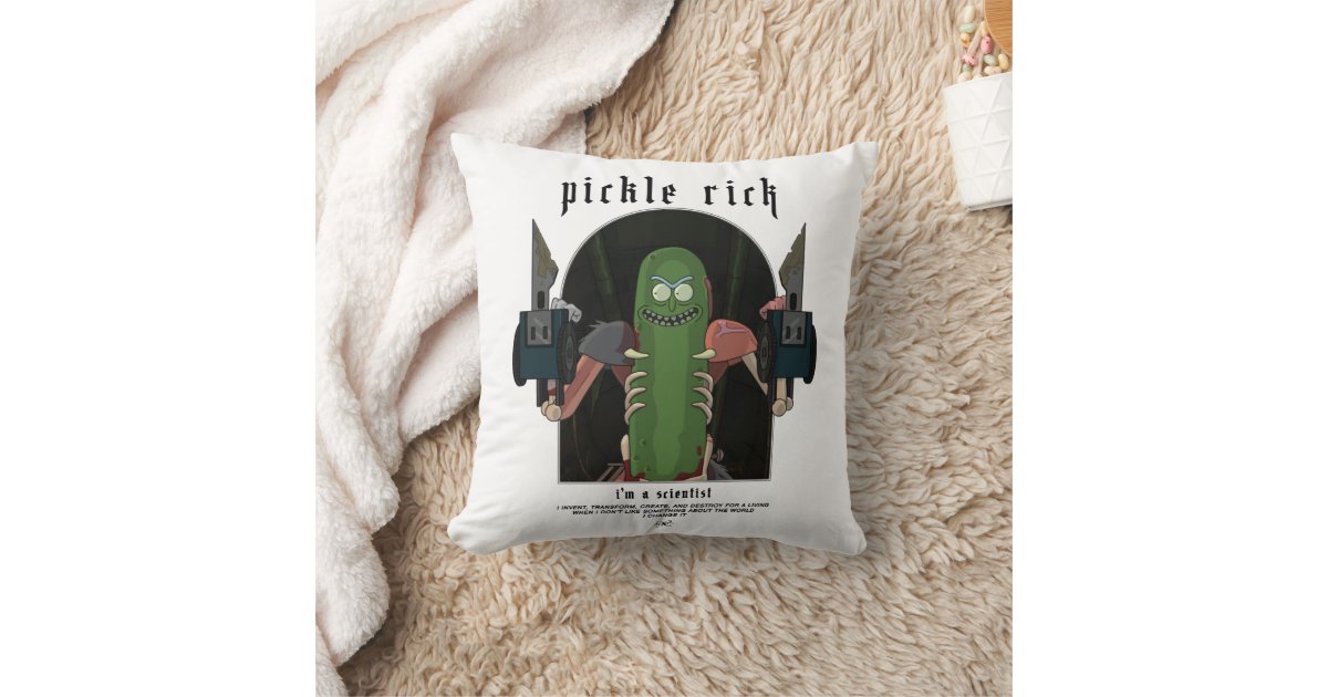Pickle Rick - I'm A Scientist Quote Graphic Throw Pillow | Zazzle