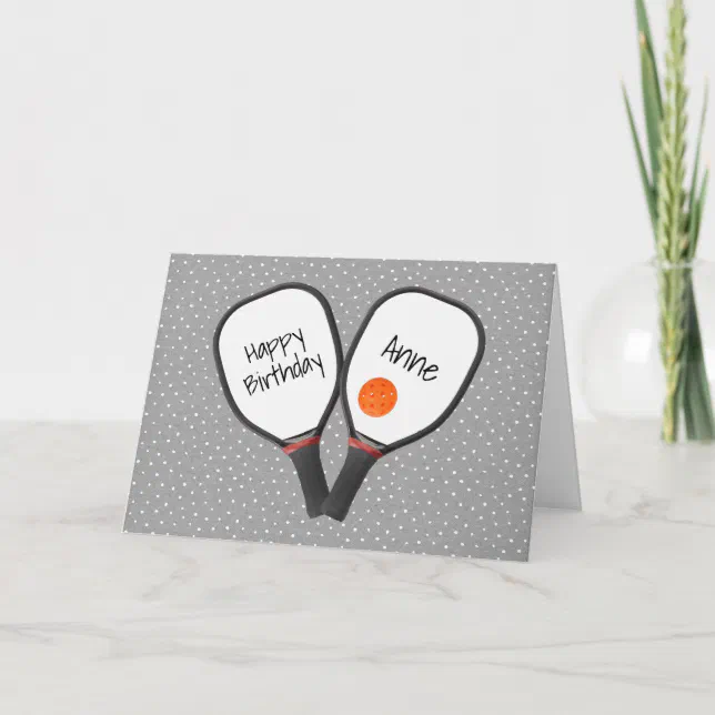 Pickleball and Paddle for Birthday Card | Zazzle