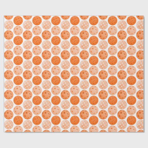 Pickleball Ball, Orange Pickleball Balls on White Wrapping Paper | Zazzle