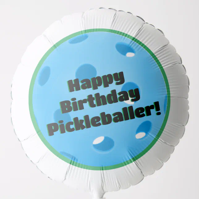 Pickleball Birthday Blue Ball Personalized Happy Balloon | Zazzle