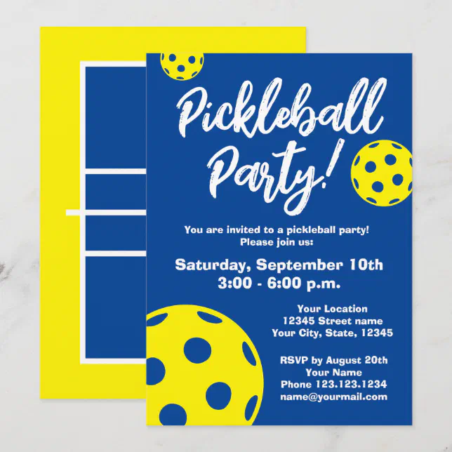 Pickleball Birthday party invitation template | Zazzle