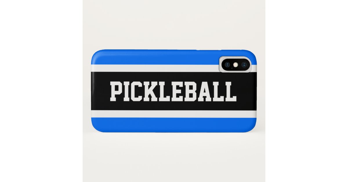PICKLEBALL Black White Bright Blue Racing Stripes Case-Mate iPhone Case ...