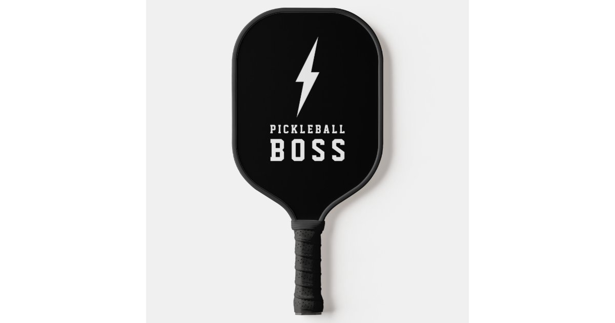 Pickleball Boss Lightning Bolt and Monogram Paddle | Zazzle